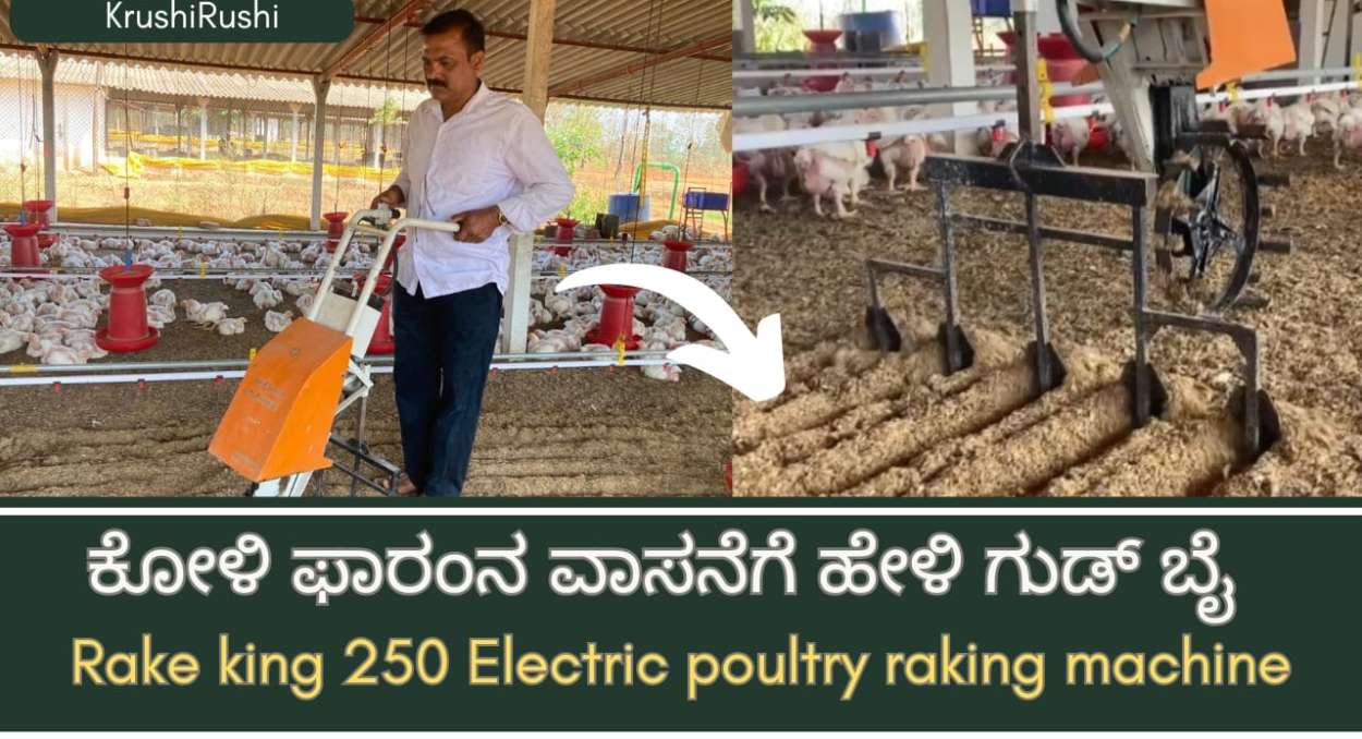 ಕೋಳಿ ಫಾರಂನ ವಾಸನೆಗೆ ಹೇಳಿ ಗುಡ್ ಬೈ|Rake king 250 Electric poultry raking ...